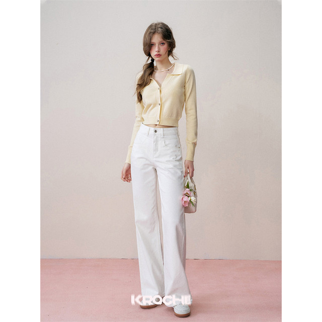 Kroche Ultrafine Wool Daffodil Yellow Micro-Seamless Lapel Knitted ...