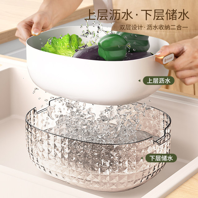 Double-layered vegetable sink drain basket kitchen vegetable basket ...