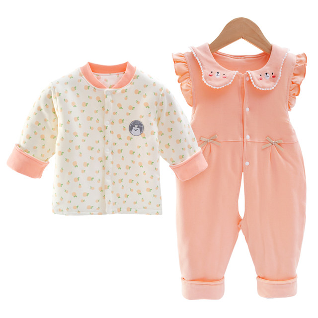 Newborn baby girl conjoined clothes pure cotton long -sleeved princess ...