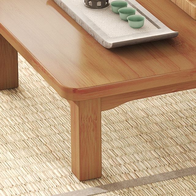 Bamboo tatami small tea room with kang table solid wood square table ...