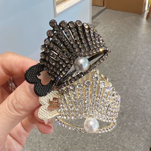 Rhinestone crown hairpin for women with high ponytail, fixed grabber ...