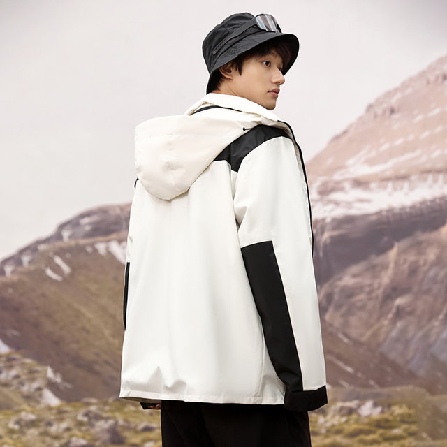 Yalu stitching contrasting color windproof jacket for men 2024 autumn ...