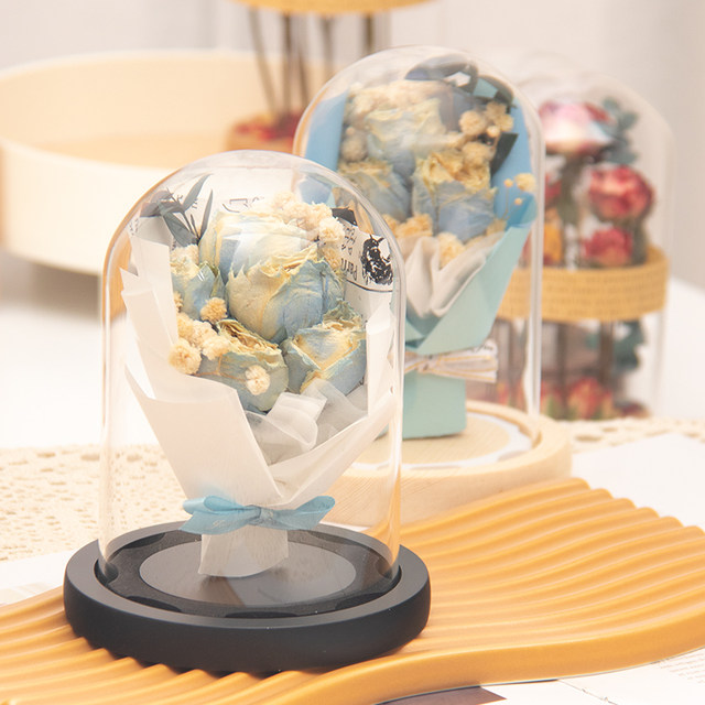 Eternal flower dried flowers glass cover real flowers roses bouquet ...