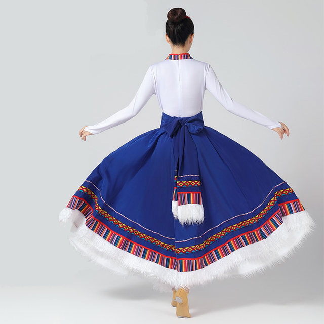 Tibetan dance costume performance costume women 2023 new top art exam practice big skirt square ...