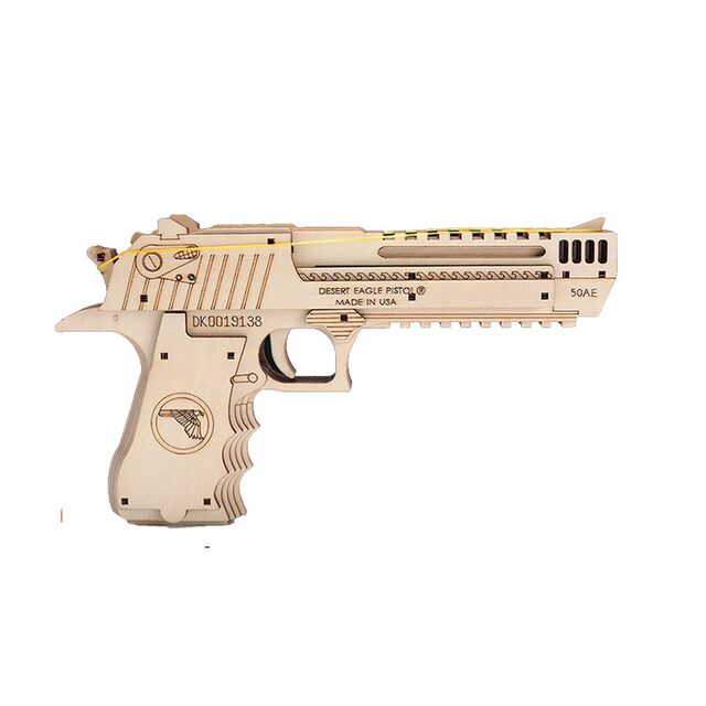 Wooden rubber band pistol handcraft technology production small ...