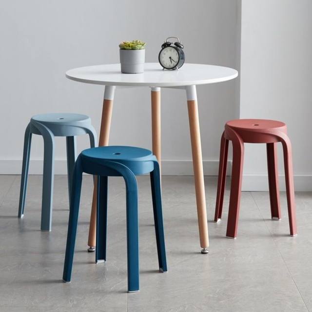 Plastic stool thickened household stackable dining table bench round ...