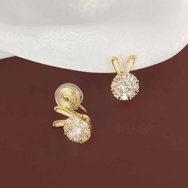 Can rotate vermiculite rabbit earrings without ear pierced ear clip ...