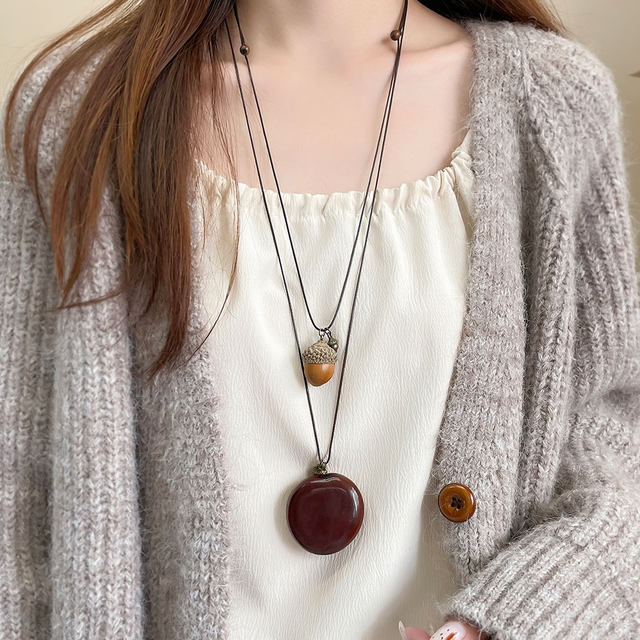 Plant fruit necklace forest simple sweater chain female ethnic style ...