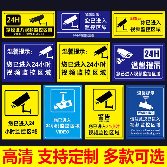 The monitoring area prompt sign, you have entered the 24 -hour ...