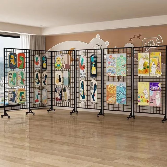 Folding grid display rack kindergarten painting exhibition calligraphy ...