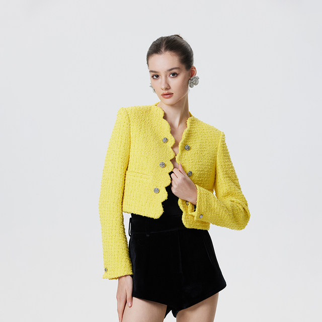 LE ALESSANDRA yellow tweed jacket for women's small fragrance style ...