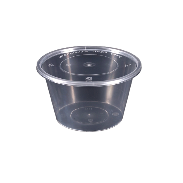 Round 1000ml Disposal Box Packing Takeaway Plastic Transparent Thicked ...