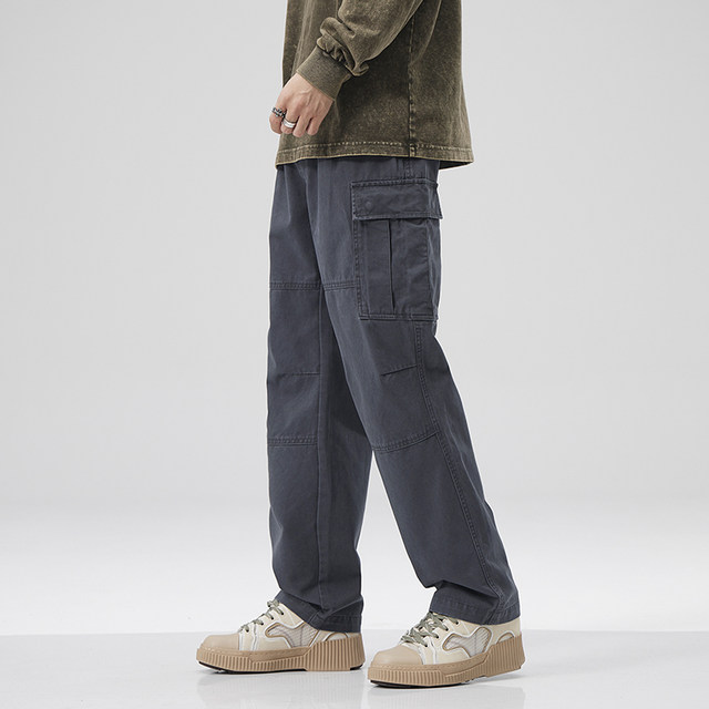 Nbky multi -pocket loose straight tube workpiece pants tide brand four ...