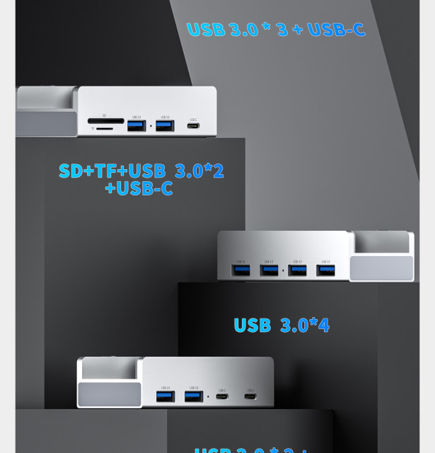 USB3.0 aluminum alloy extender desktop computer hub multi-functional ...
