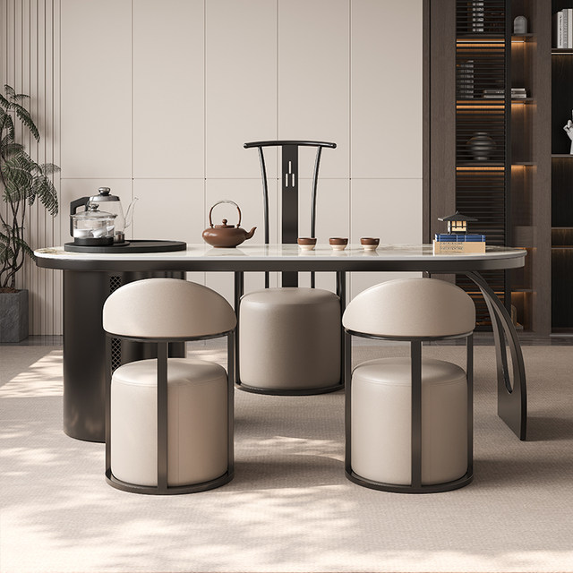 Simple modern balcony slate tea table and chair combination light ...