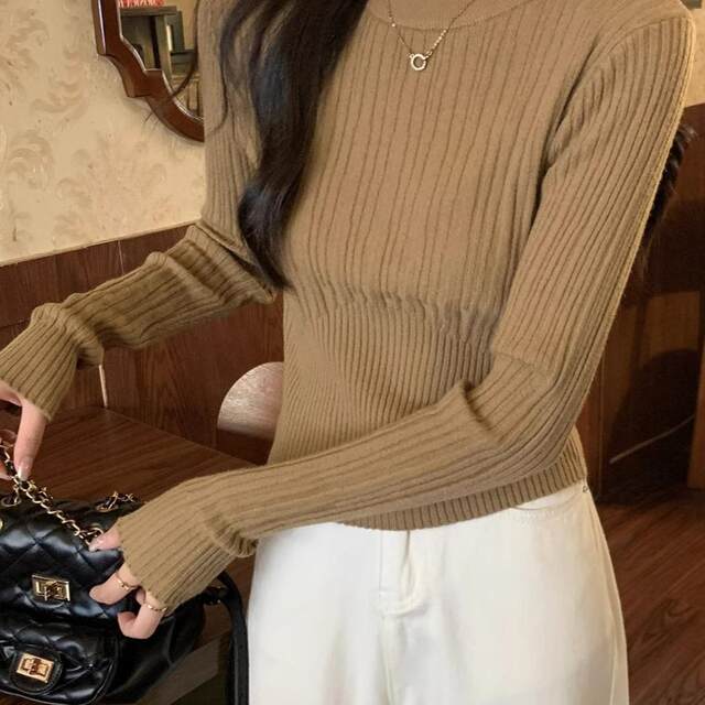 Chic slim fit round neck bottoming shirt for women 2025 early bird new ...