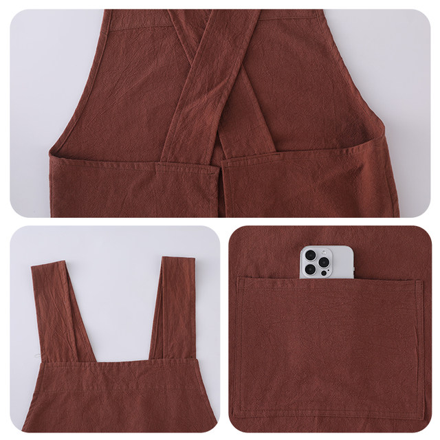 Kitchen summer cotton wrinkled apron, dust-proof, oil-proof, breathable ...