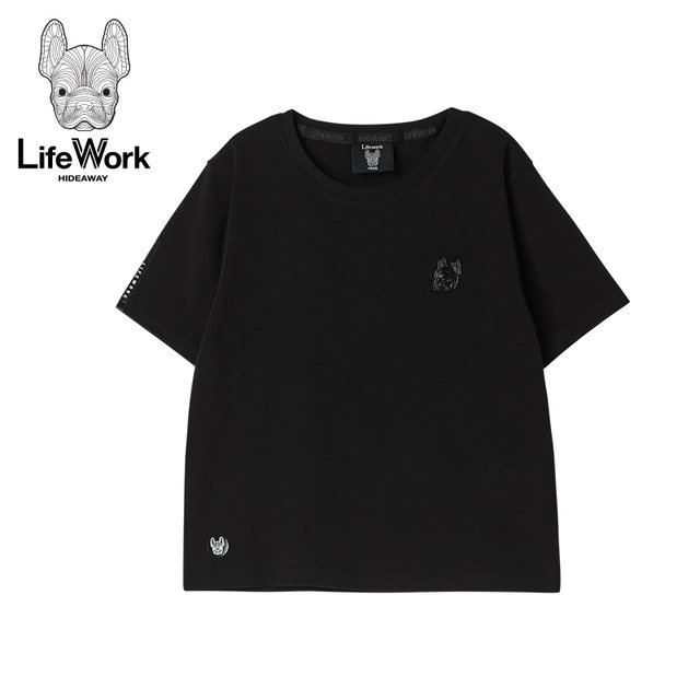 lifework black slim logo short-sleeved T-shirt women's 2024 summer new ...