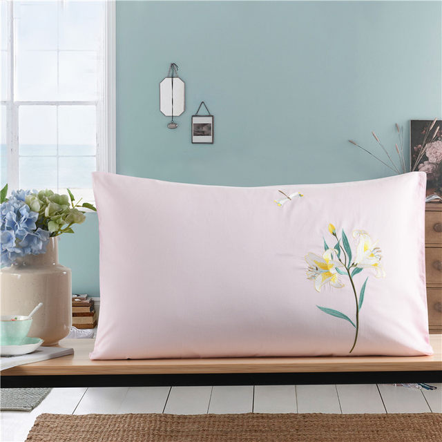 Nordic simple cotton pillowcases pair of cotton couples embroidered ...