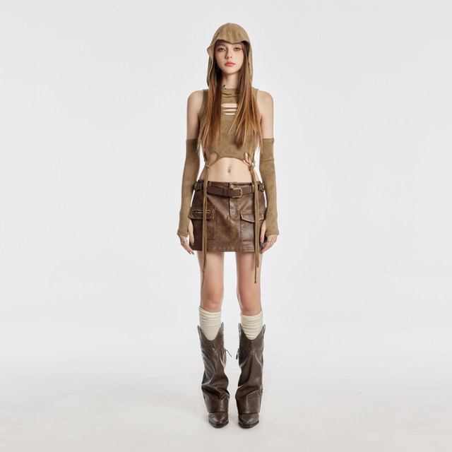 Guukahero Waste Land Wind Short Vests Long -sleeved Female Girlfriend ...