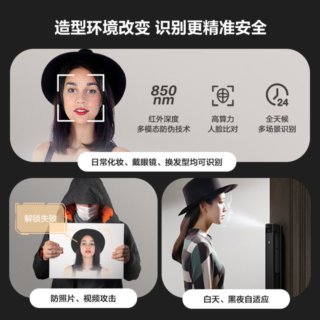 Fluorite AI3D face video lock cat eye large screen video lock electronic password door lock no ...