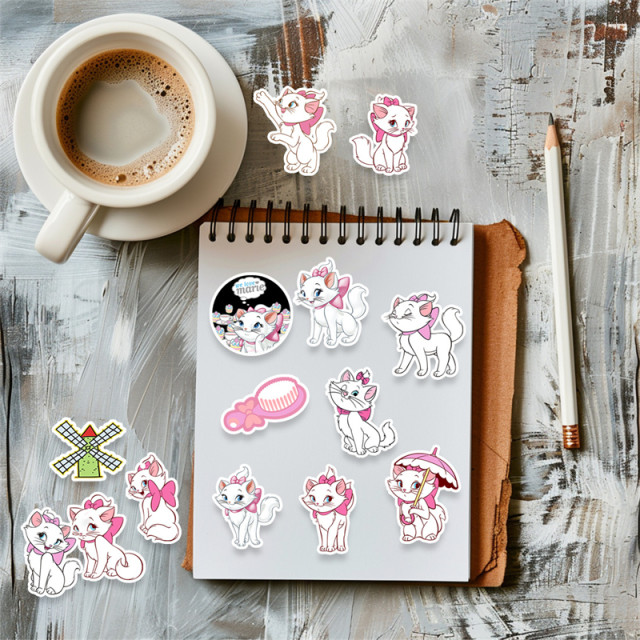 New 50 Mary Cat Stickers Cute Cat Personalized Graffiti Decoration ...