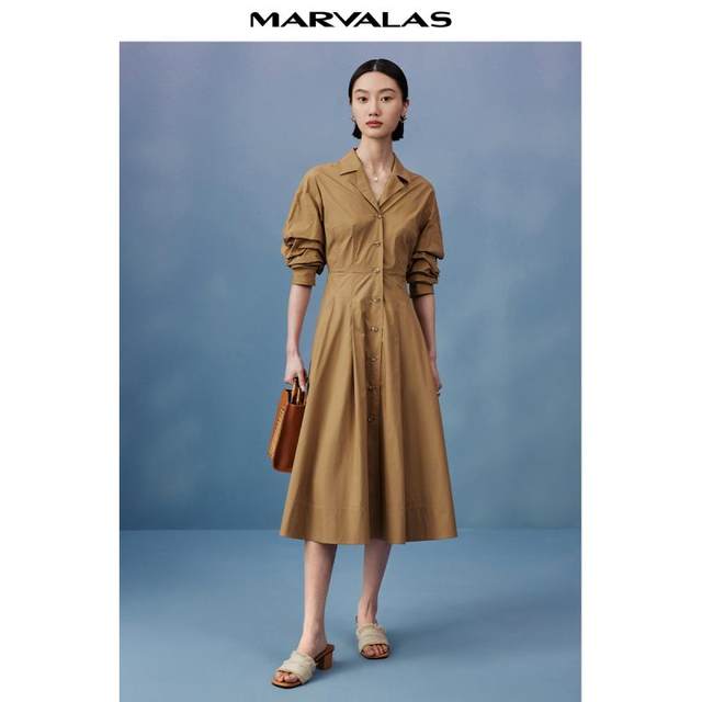 Mandeshi full cotton pile sleeve dress for women 2025 summer new Korean ...