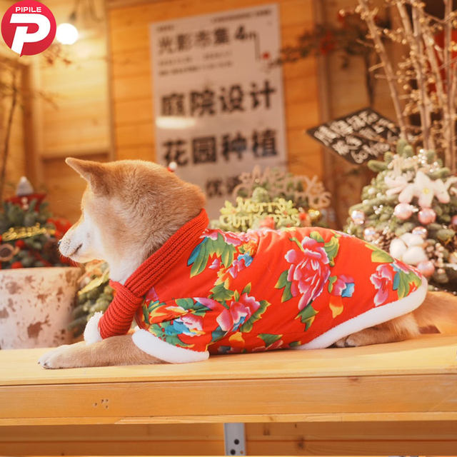 Autumn and winter New Year clothes for pet dogs, Shiba Inu Golden ...
