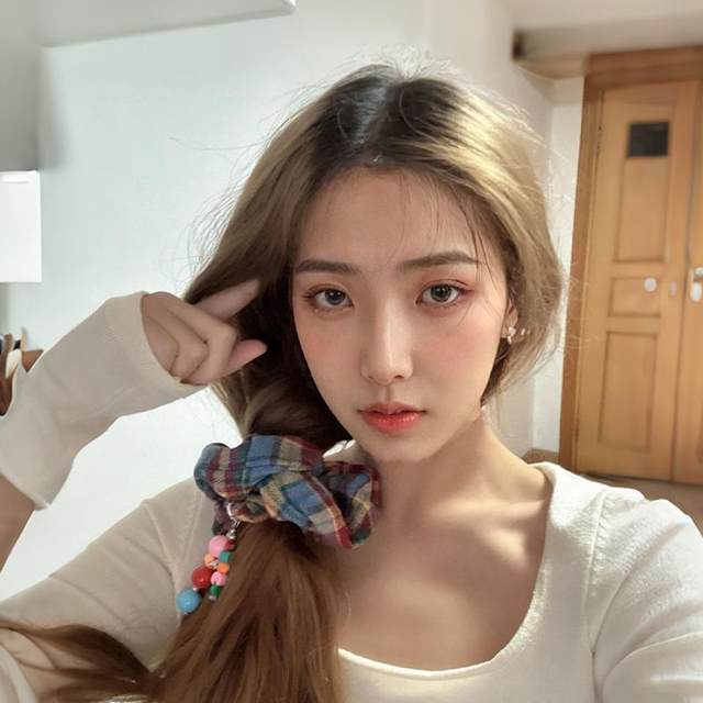 Fun Rainbow Plaid Large -intestine Hair High -level Design Twoa Hair ...