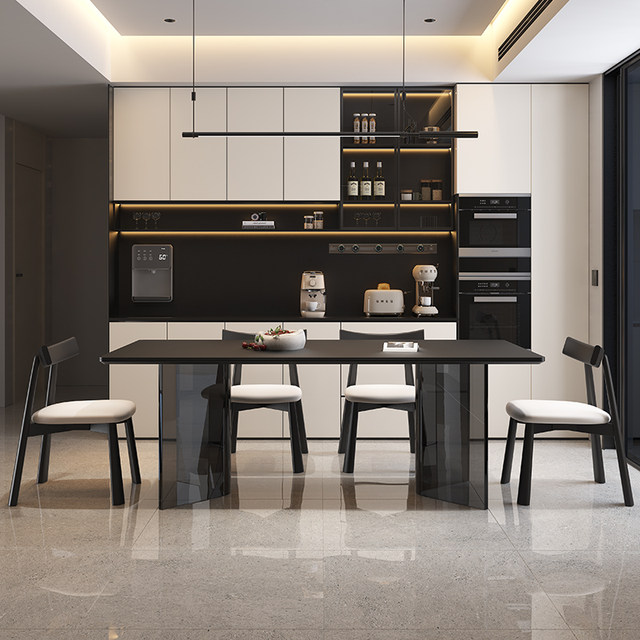 Suspended rock slab dining table and chair 25 years new small apartment ...