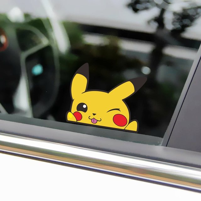 Pikachu car sticker, creative car window glass sticker, anime cartoon ...