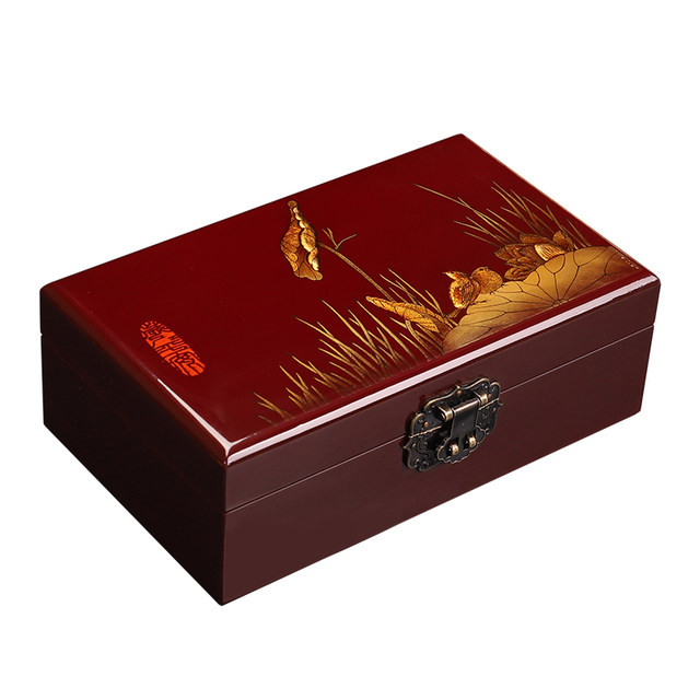 Black plus red light luxury national tide style wood lacquerware ...