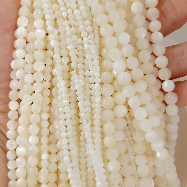 Natural Australian pearl shell loose beads round beads white butterfly ...
