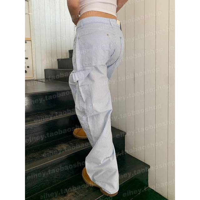 eihey, hey blue stripes, refreshing light -colored casual pants ...