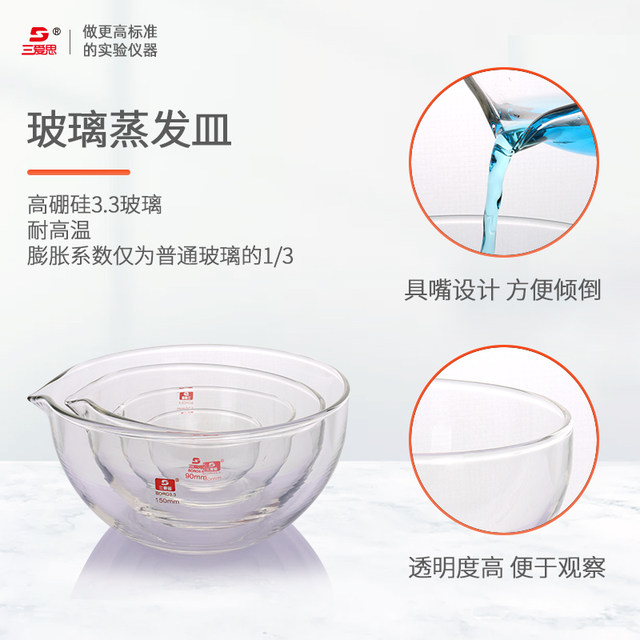 Sanaisi flat bottom evaporation dish crystallization dish with mouth ...