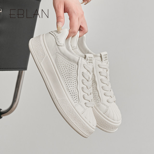 EBLAN/Yiban thick-soled high-height white shoes for women 2025 spring ...
