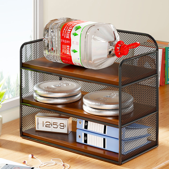 Desktop shelf desk storage cabinet office document sorting rack table ...