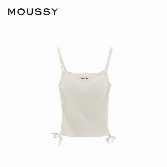 MOUSSY Autumn Y2K Hot Girl Style Logo Drawstring Lace Sling Vest Small Top 028HSZ90-1301