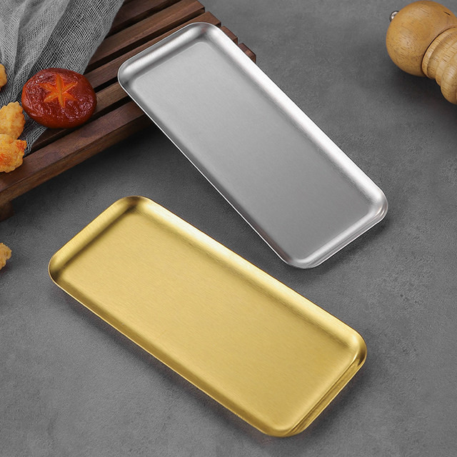 Korean stainless steel rectangular barbecue tray cafe pallet flat plate ...