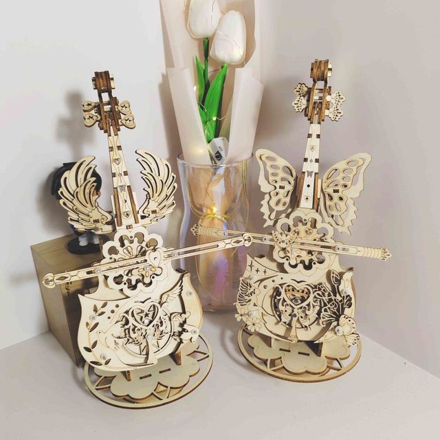 Secret handmade music box cello wooden assembly model 3D three ...
