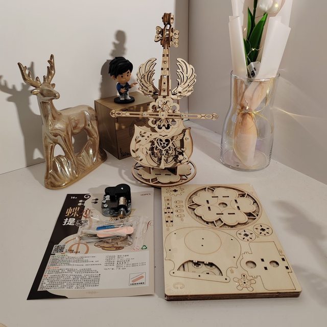 Secret handmade music box cello wooden assembly model 3D three ...