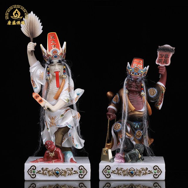 Qiye and Eight Lord Resin Black and White Statue Emperor Palace ...