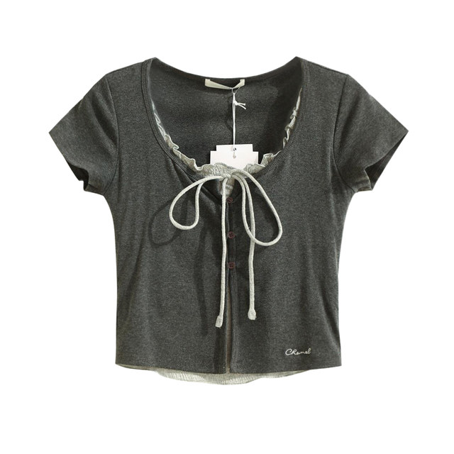 Shiyesen summer new style bm style pure sweet and spicy short fake two ...