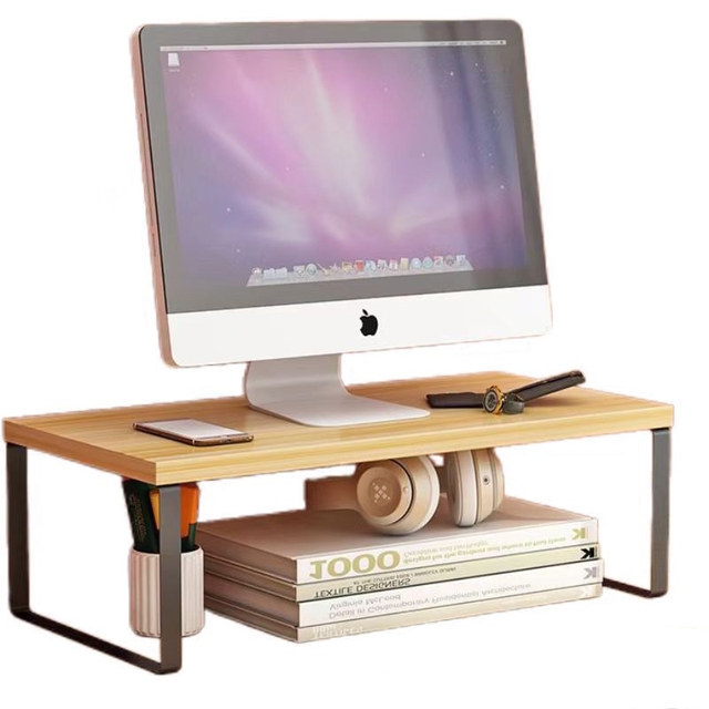 Desktop simple bookshelf computer display increases elevated small ...