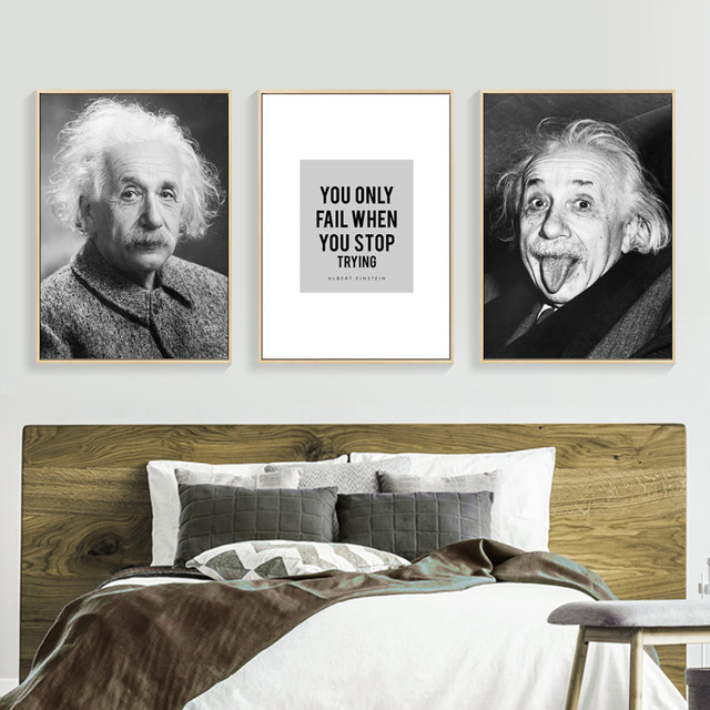 Einstein hanging painting creative black and white character poster ...