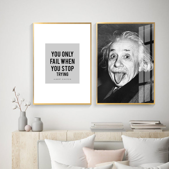 Einstein hanging painting creative black and white character poster ...