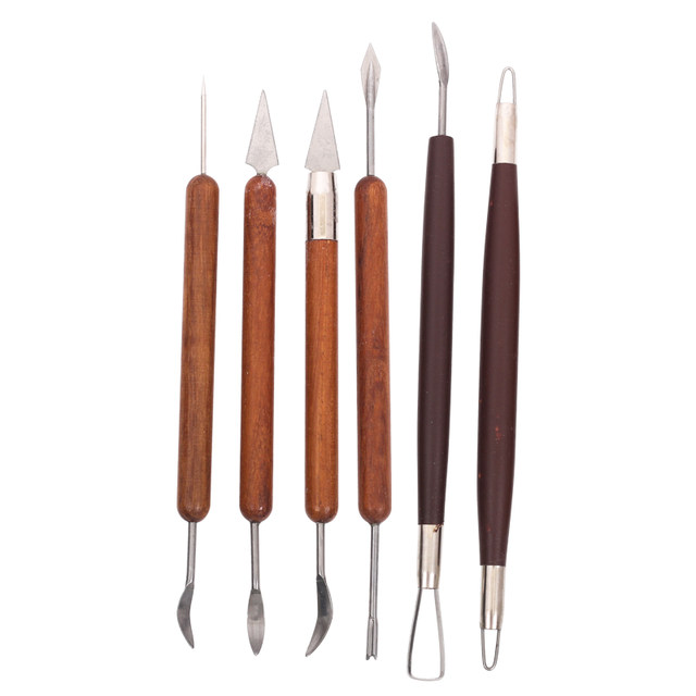 Red handle 6 pieces of sculpture color clay mud tool sculpture stone ...