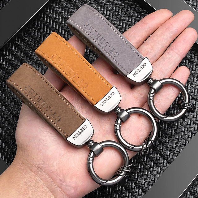 Top layer cowhide car keychain genuine leather pendant high-end key ...
