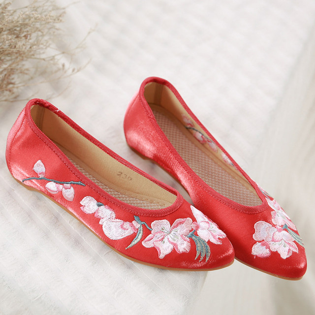 Pointed toe single shoes with one foot lazy cloth shoes low heel ...