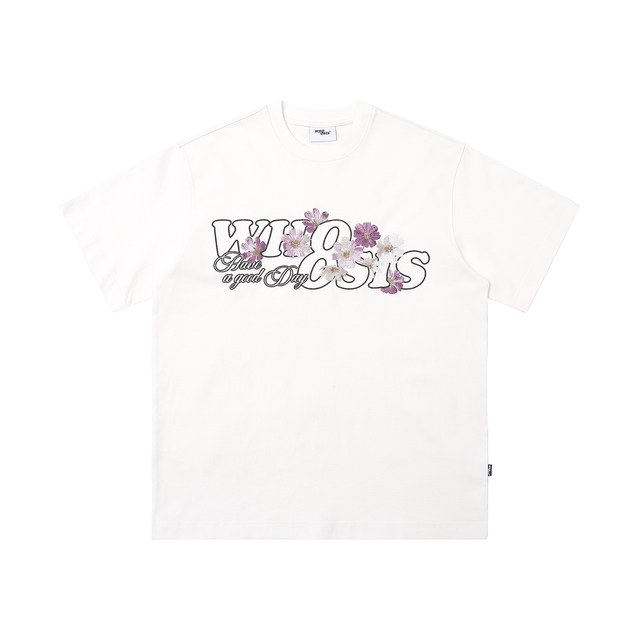 WHOOSIS (not known) Cosmos embroidered short-sleeved T-shirt in summer ...